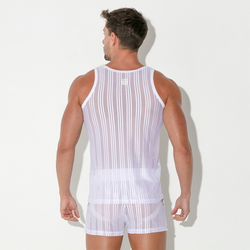 Striped mesh tanktop white | Code 22