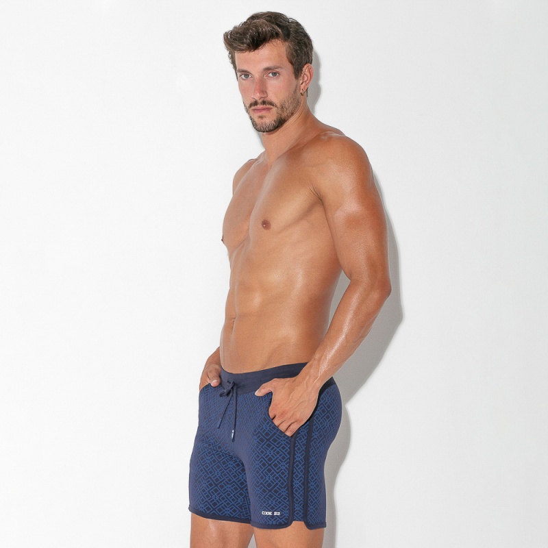Geometric print short navy blue | Code 22