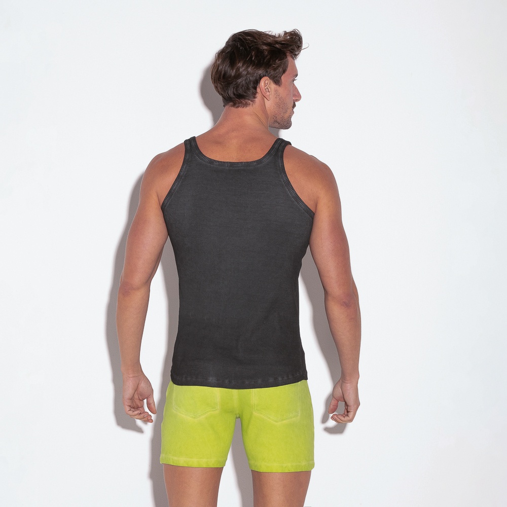 Camiseta tank de canalé vintage negro | Code 22