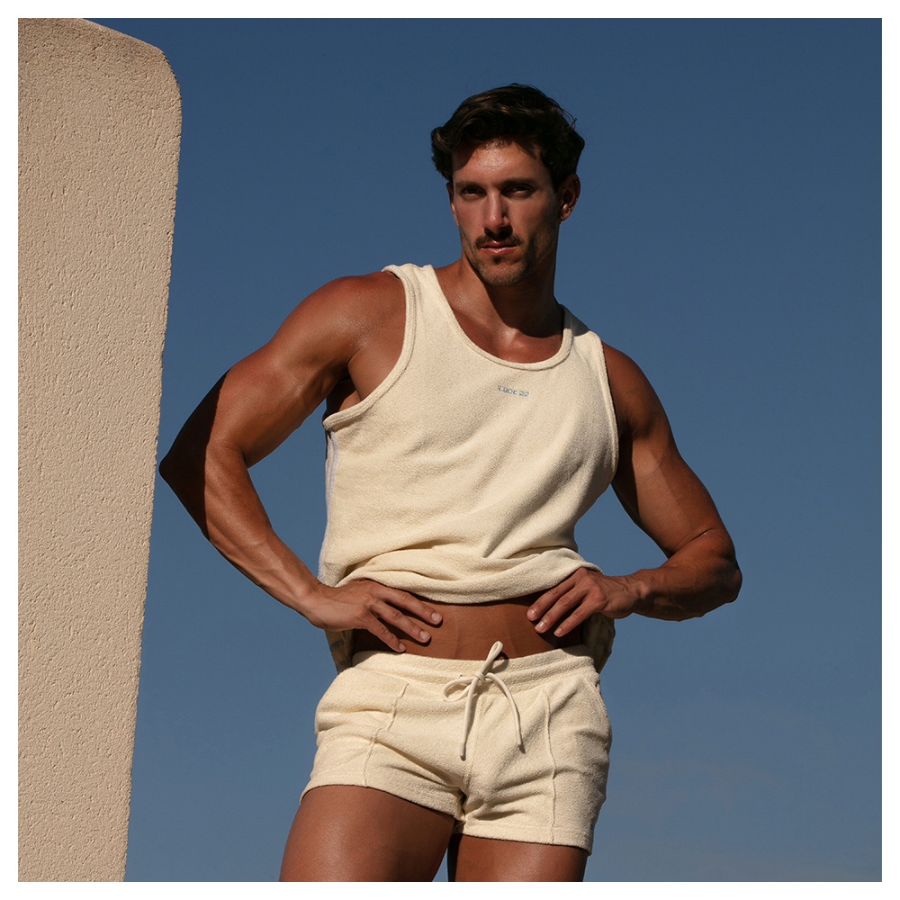 Camiseta tank de terry blanco roto | Code 22