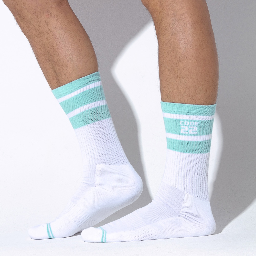 Essential crew sock white/aqua | Code 22